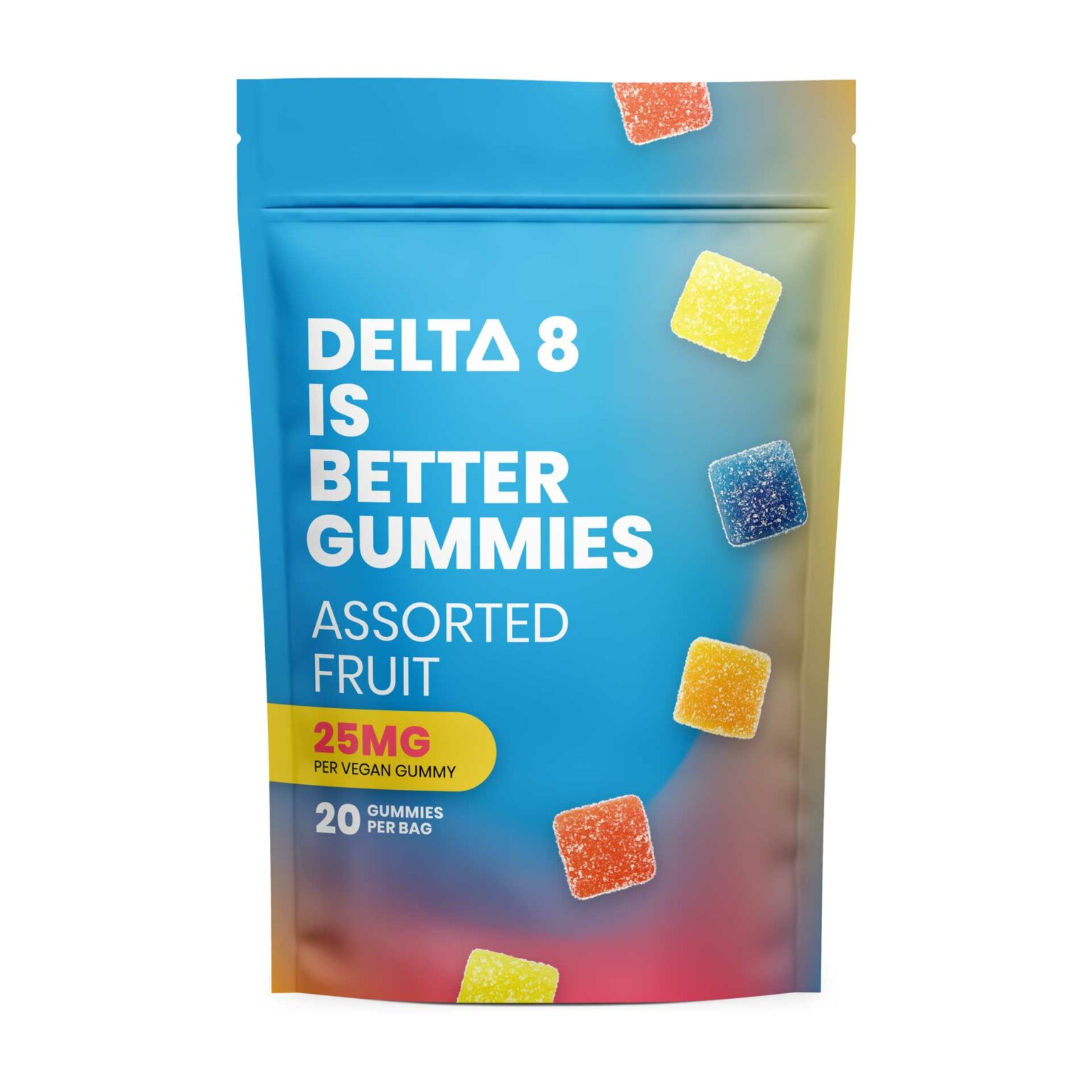 Delta 8 is Better 25mg Delta 8 Vegan Gummies Assorted Fruit